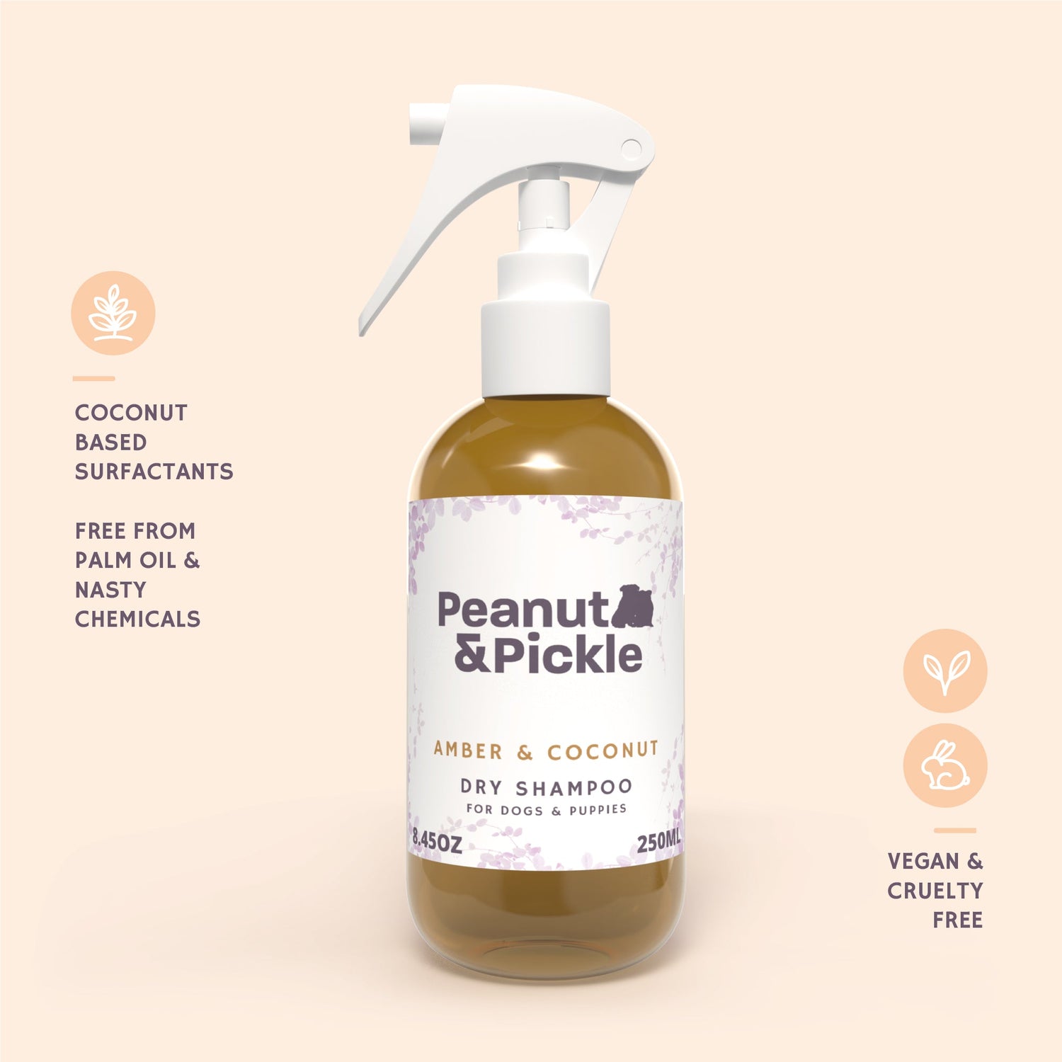 Amber & Coconut | Dog & Puppy Dry Shampoo | 250ml – Peanut & Pickle ...